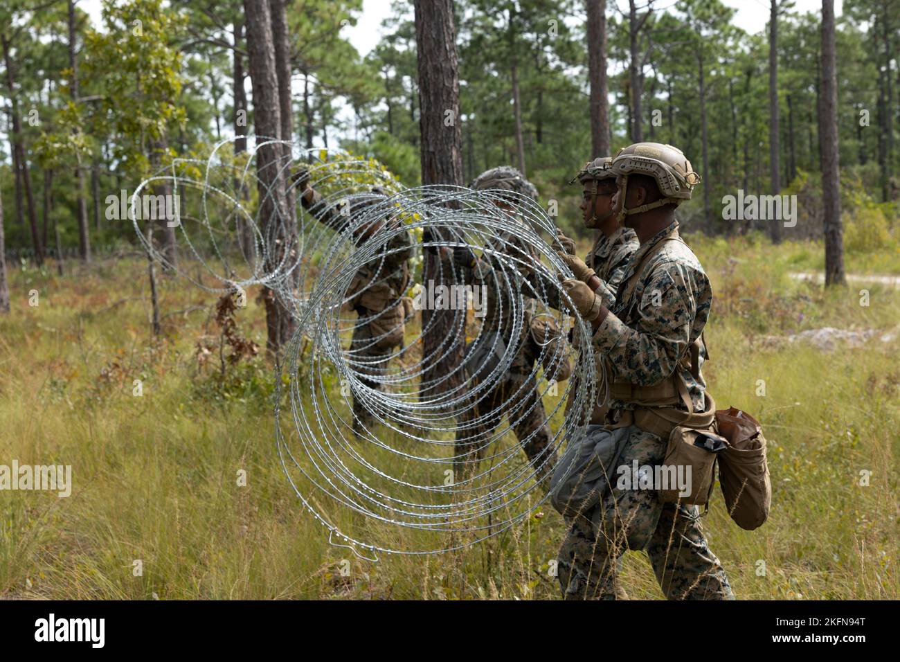 U.S. Marines with 2d Combat Engineer Battalion, 2d Marine Division, set ...