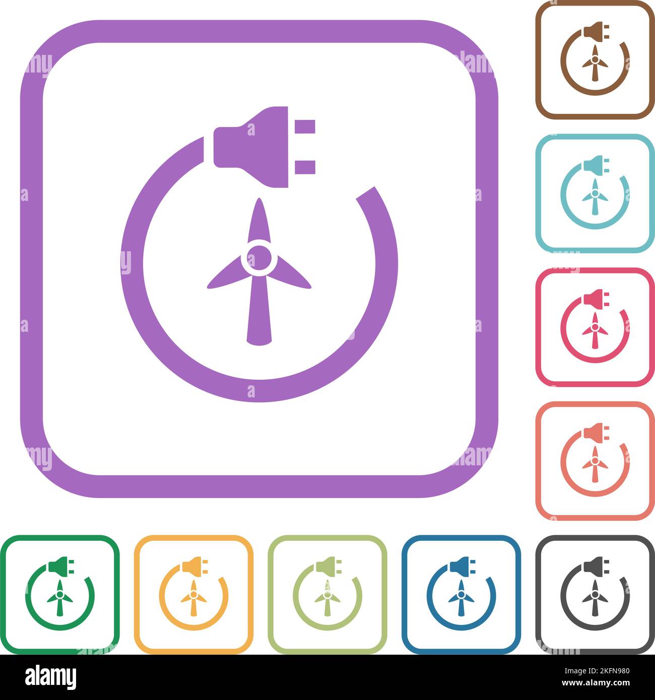 Wind energy simple icons in color rounded square frames on white background Stock Vector Image ...