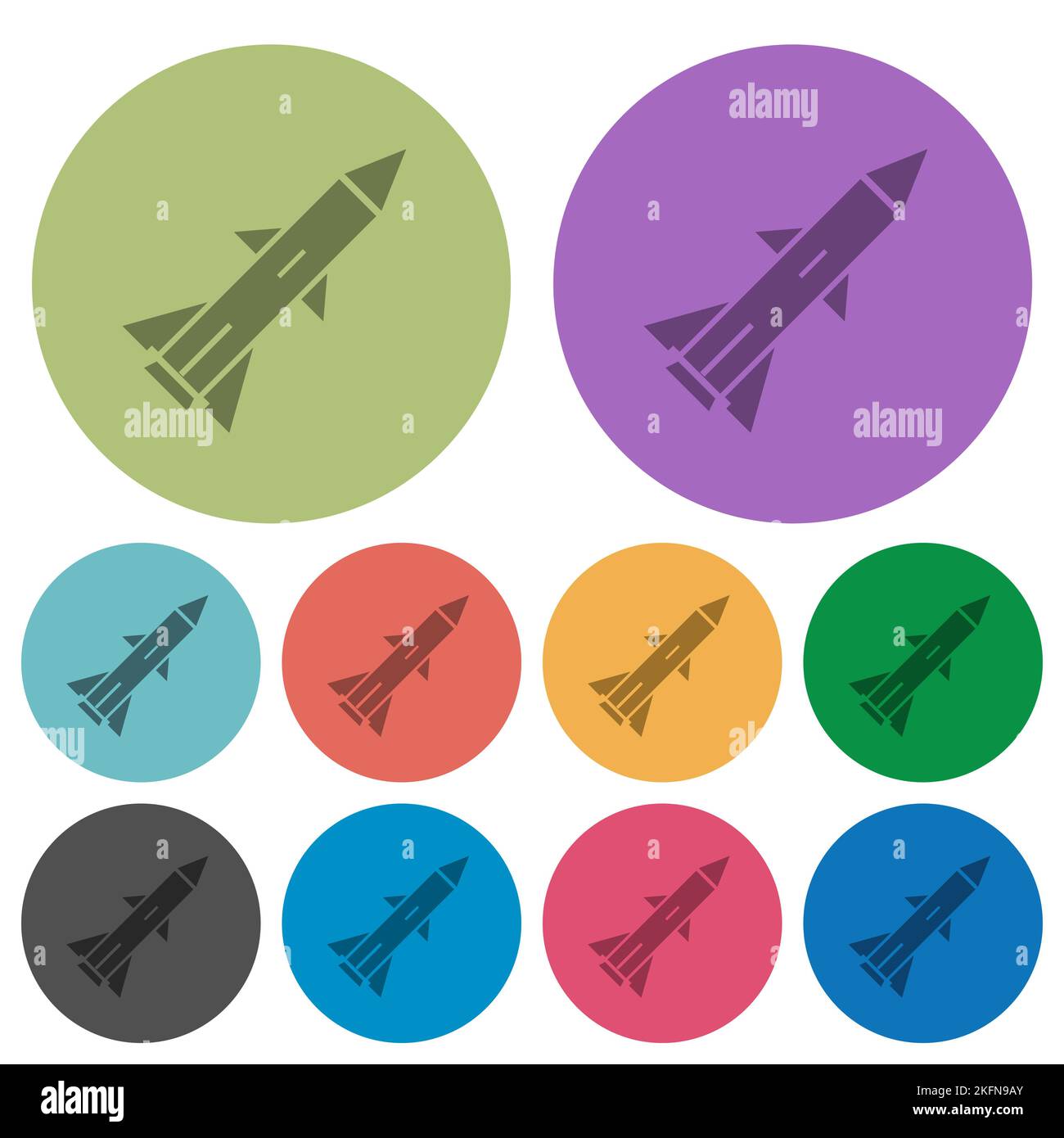 Ballistic missile darker flat icons on color round background Stock Vector Image & Art - Alamy