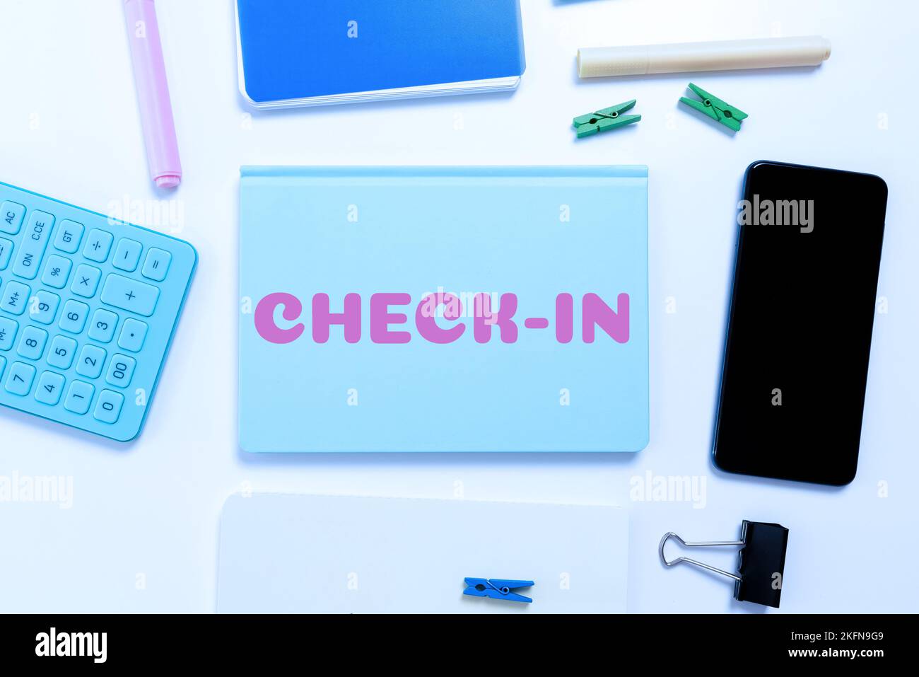 Text showing inspiration Check In. Concept meaning Procedure by which ...