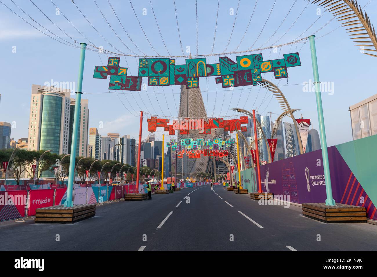 Tourist and football fans in Doha corniche during FIFA World Cup 2022 ...