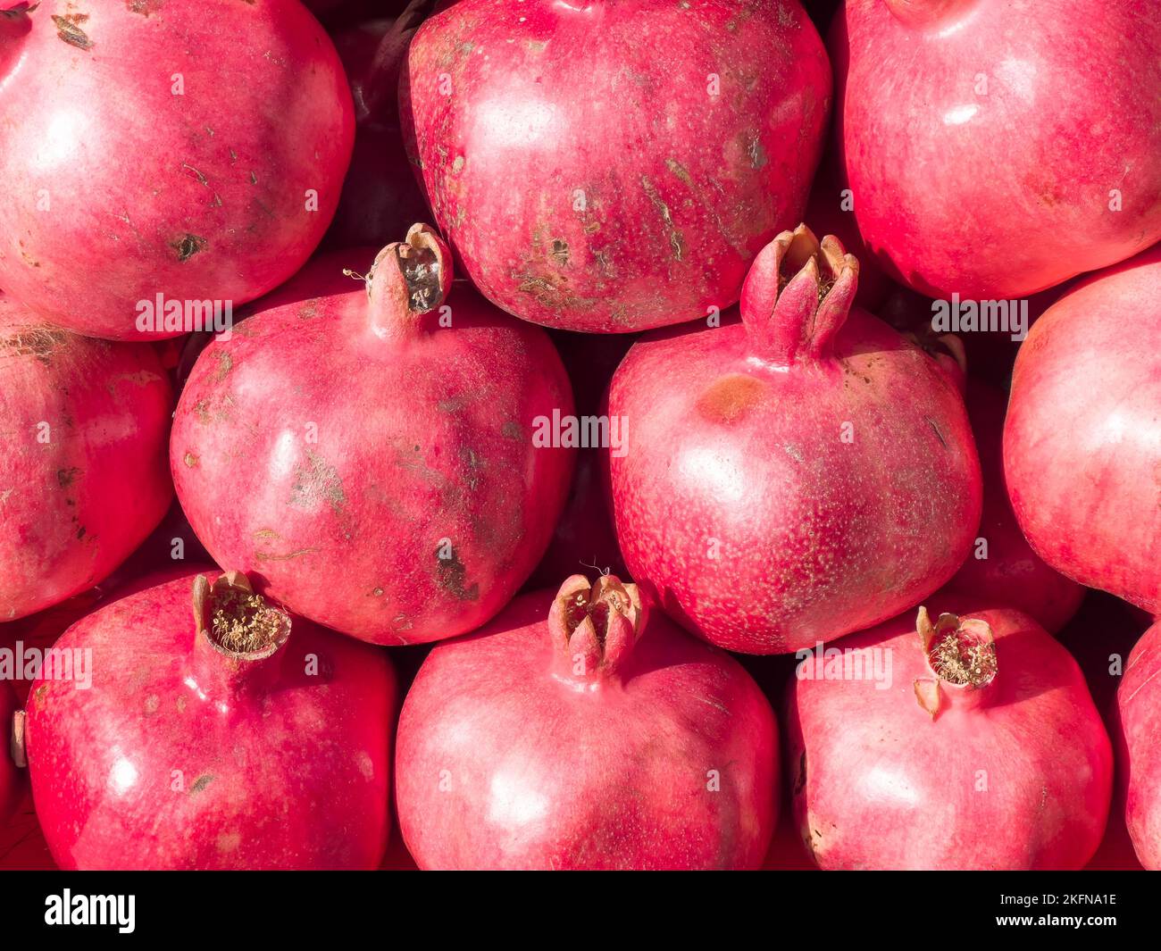 Group of pomegranates texture background. Pomegranate closeup pattern ...