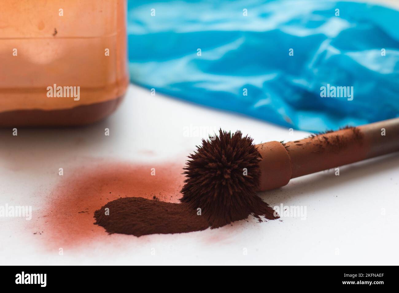 Magnetic powder brush, rubber glove, powder can Stock Photo - Alamy