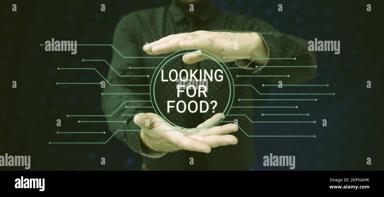 Hand writing sign Looking For Food. Business overview someone poor ...