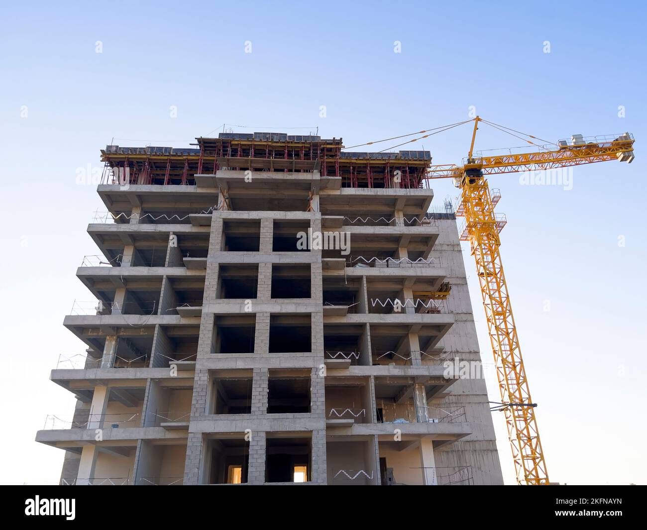 Construction of residential building. Wall of unfinished building ...