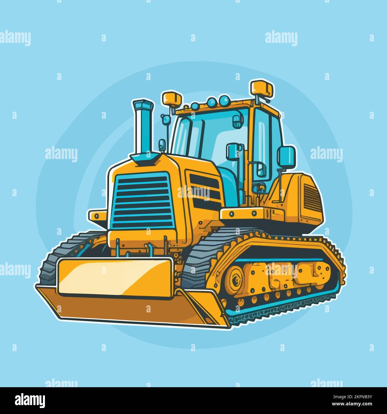 Cartoon illustration funny bulldozer machine hi-res stock photography ...