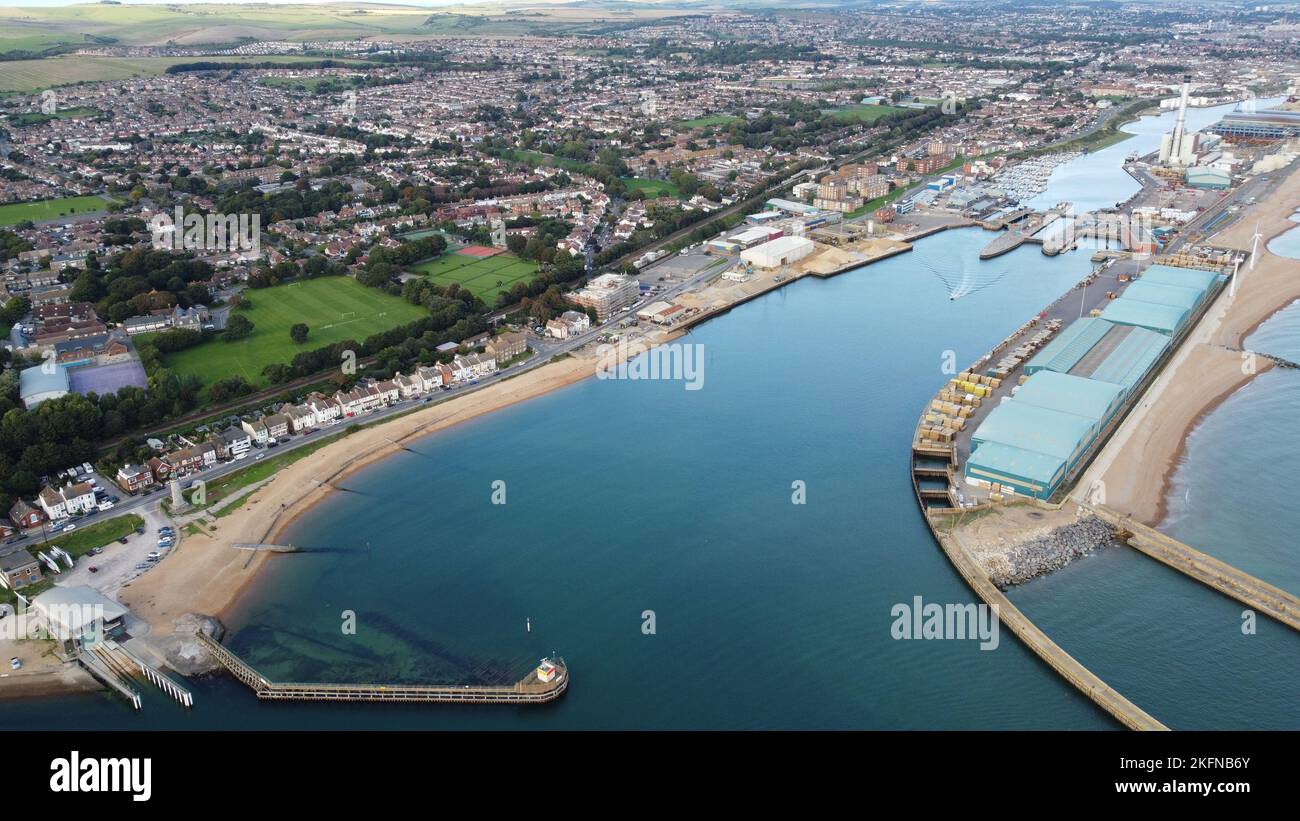 Aerial view of Shoreham Port, East Sussex UK Stock Photo - Alamy