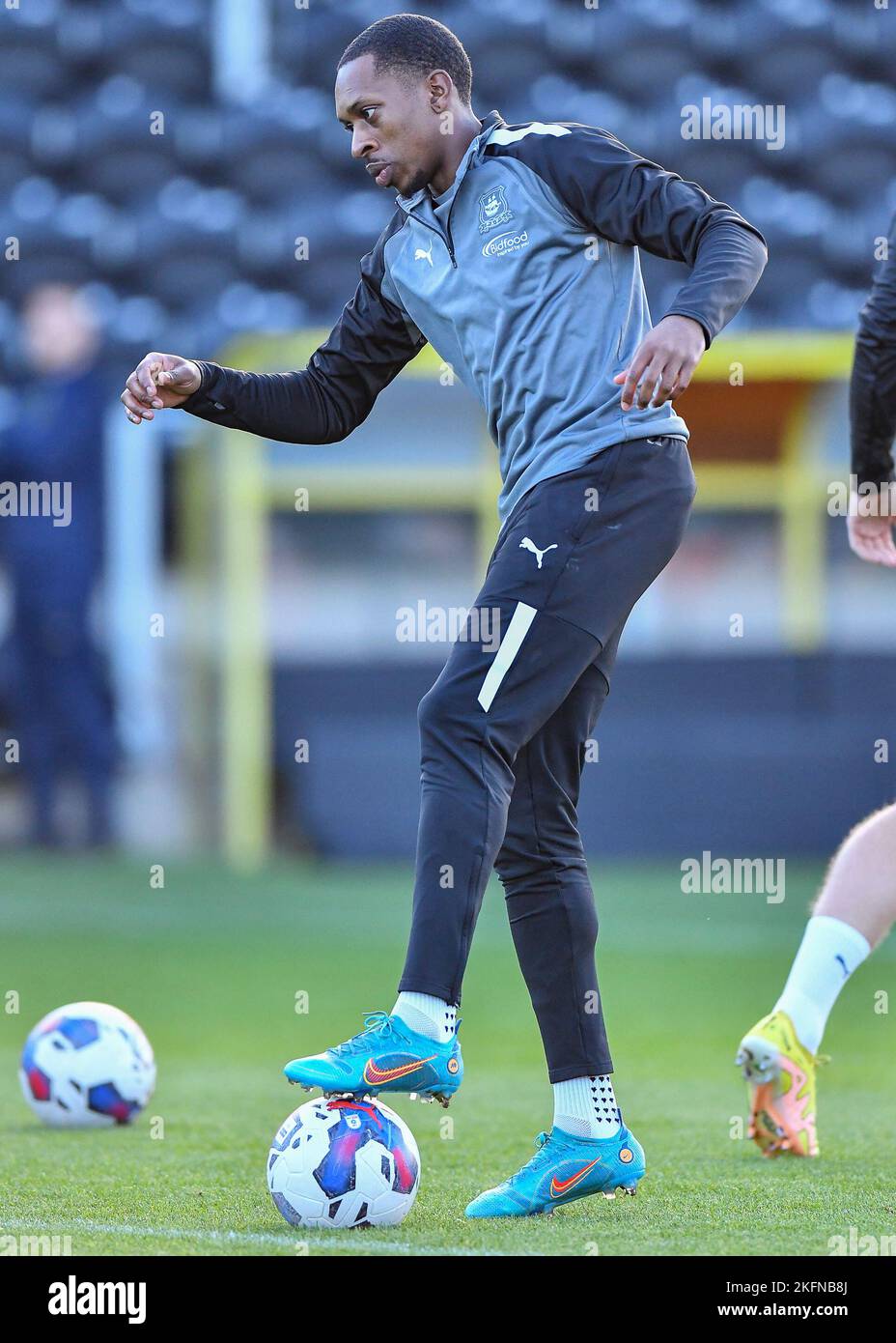 Plymouth Argyle wing back Mickel Miller (14) warming up during the Sky ...