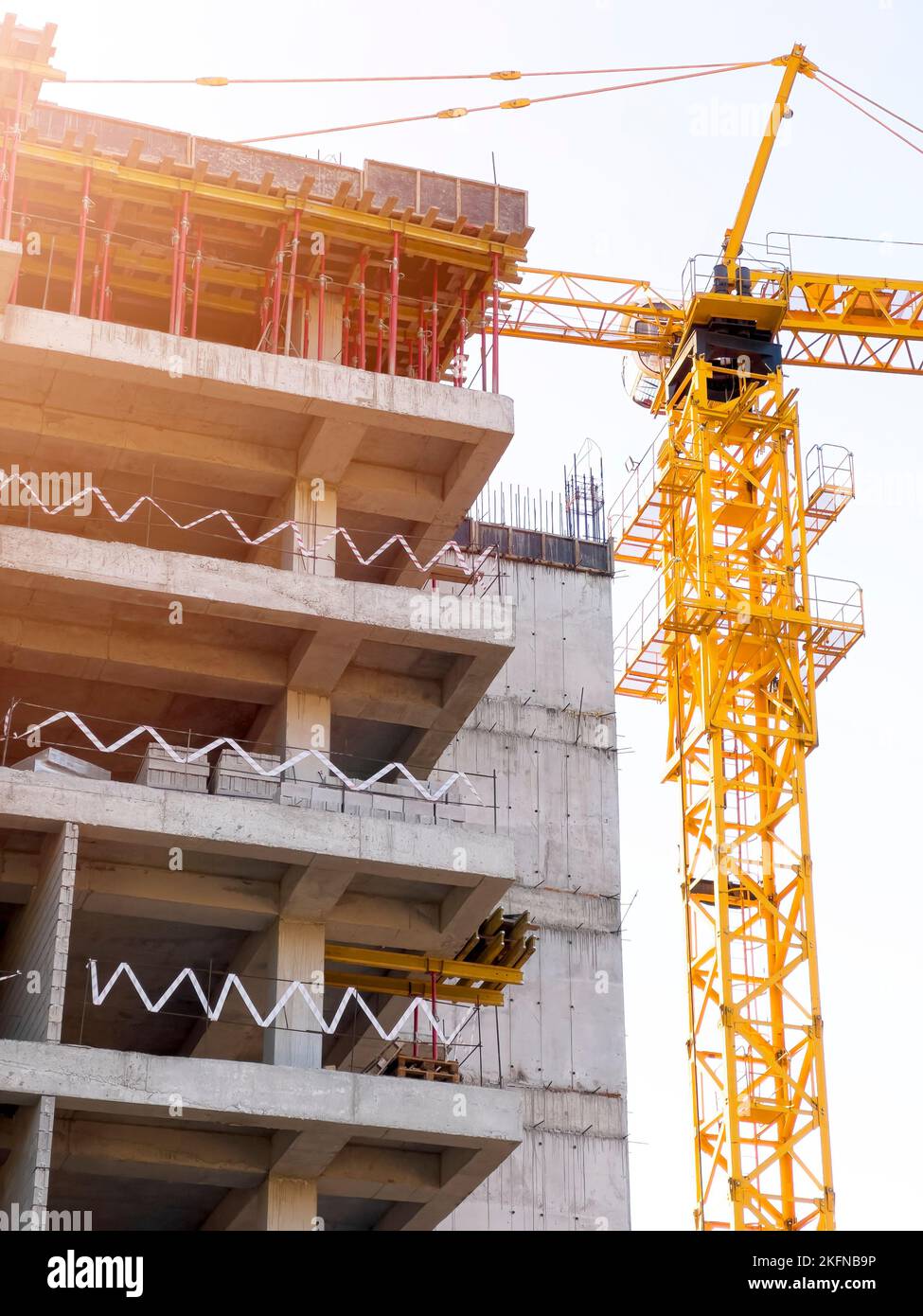 Construction of residential building. Wall of unfinished building ...