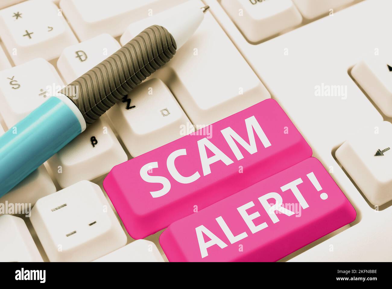Conceptual caption Scam Alert. Word Written on warning someone about ...