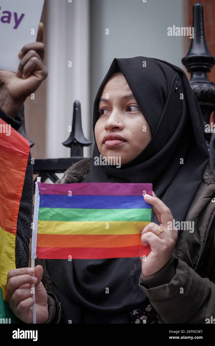 London, UK. 19th December 2022. Peter Tatchell joins other LGBT human ...