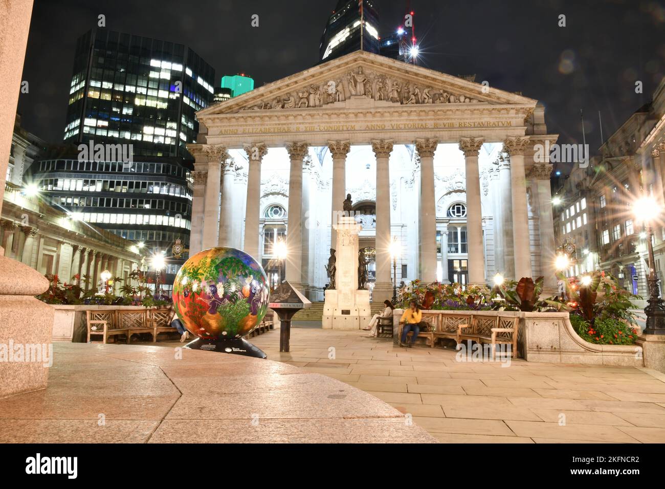The Royal Exchange in london at night Stock Photo - Alamy