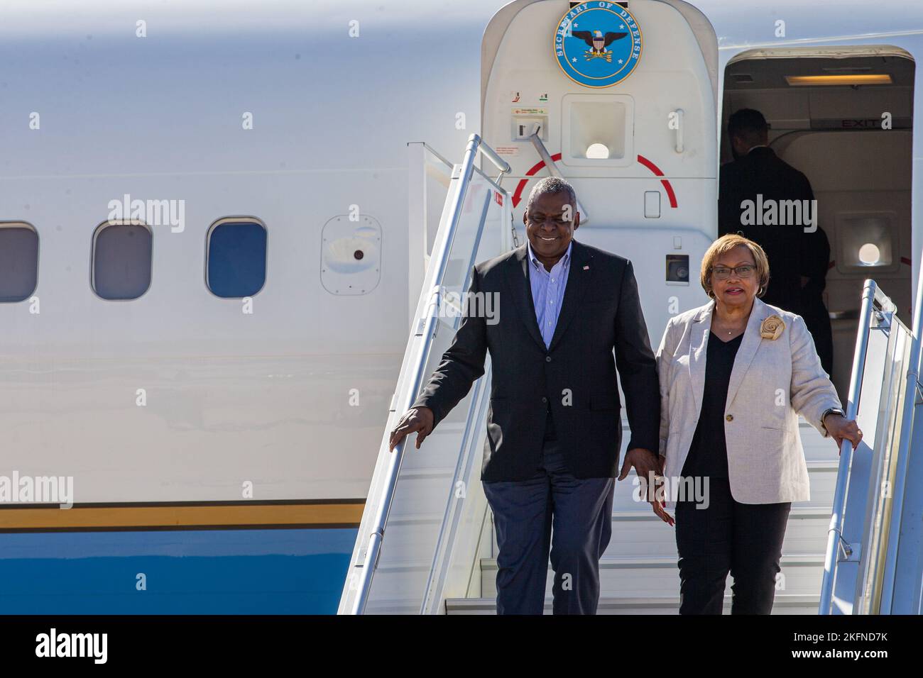Secretary of Defense Lloyd J. Austin III, and his wife, Charlene Austin ...