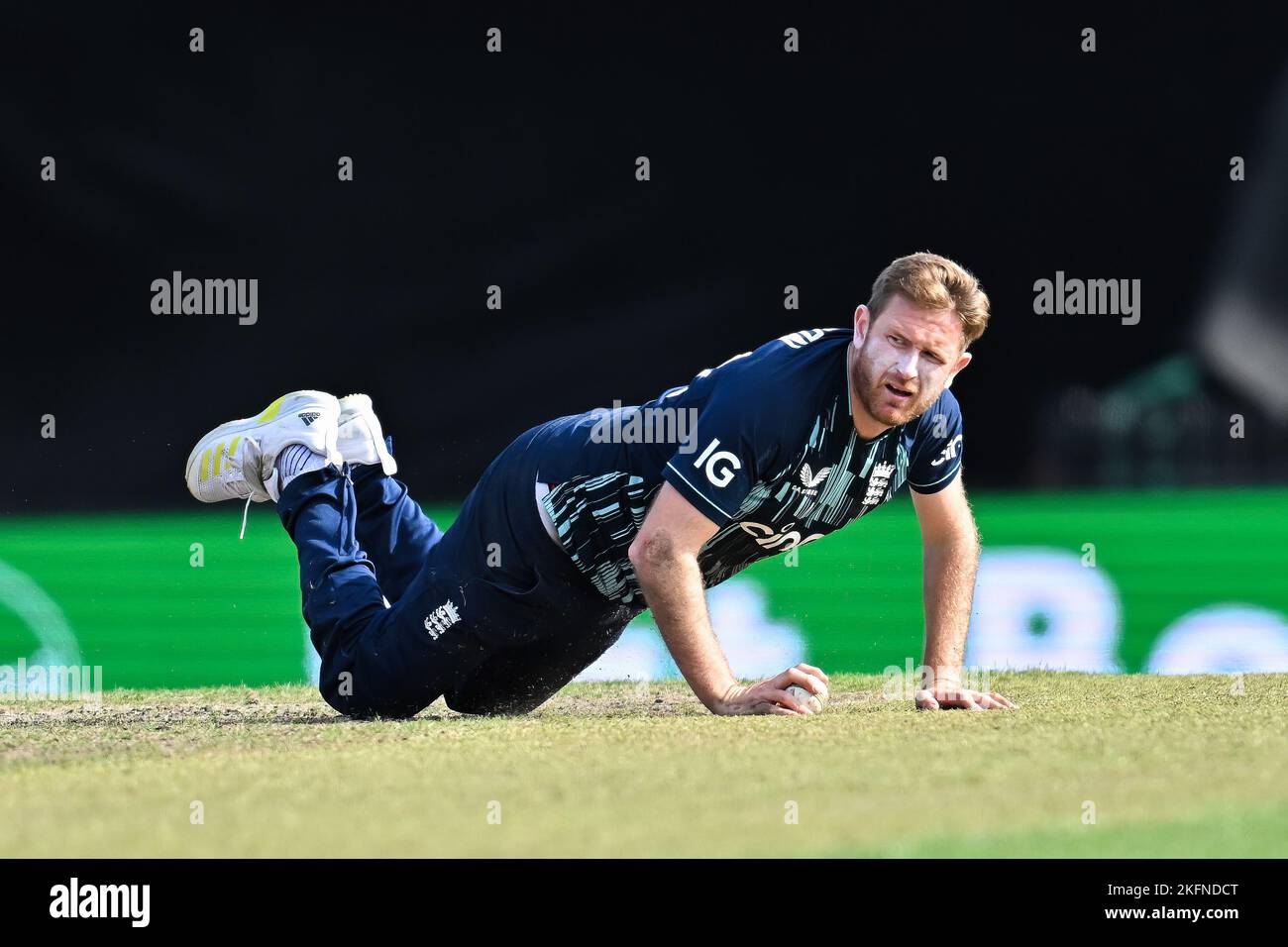 Liam Dawson of England fielding during game two of the One Day ...