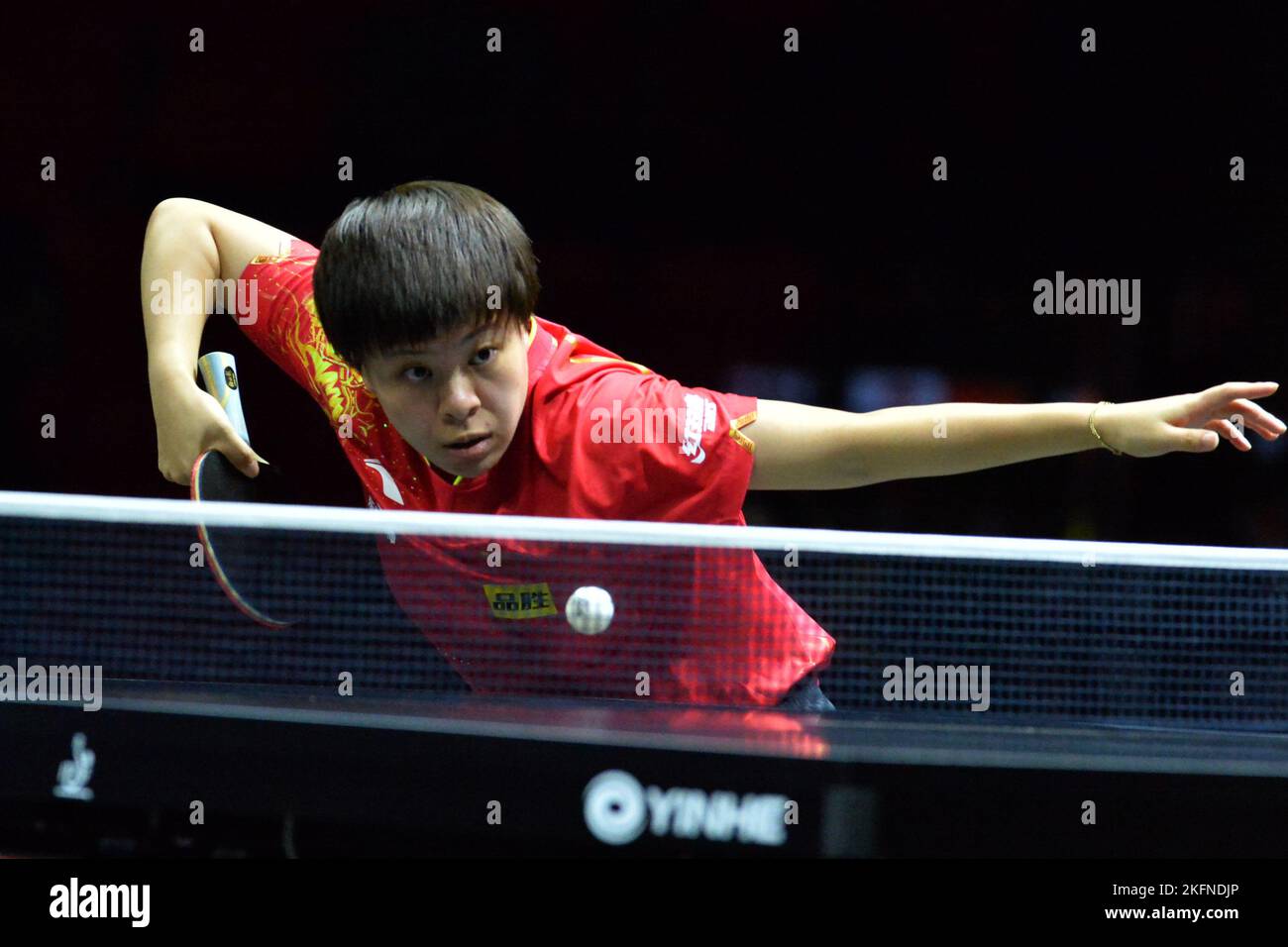 Bangkok, Thailand. 19th Nov, 2022. Wang Yidi of China serves during the women's singles final ...