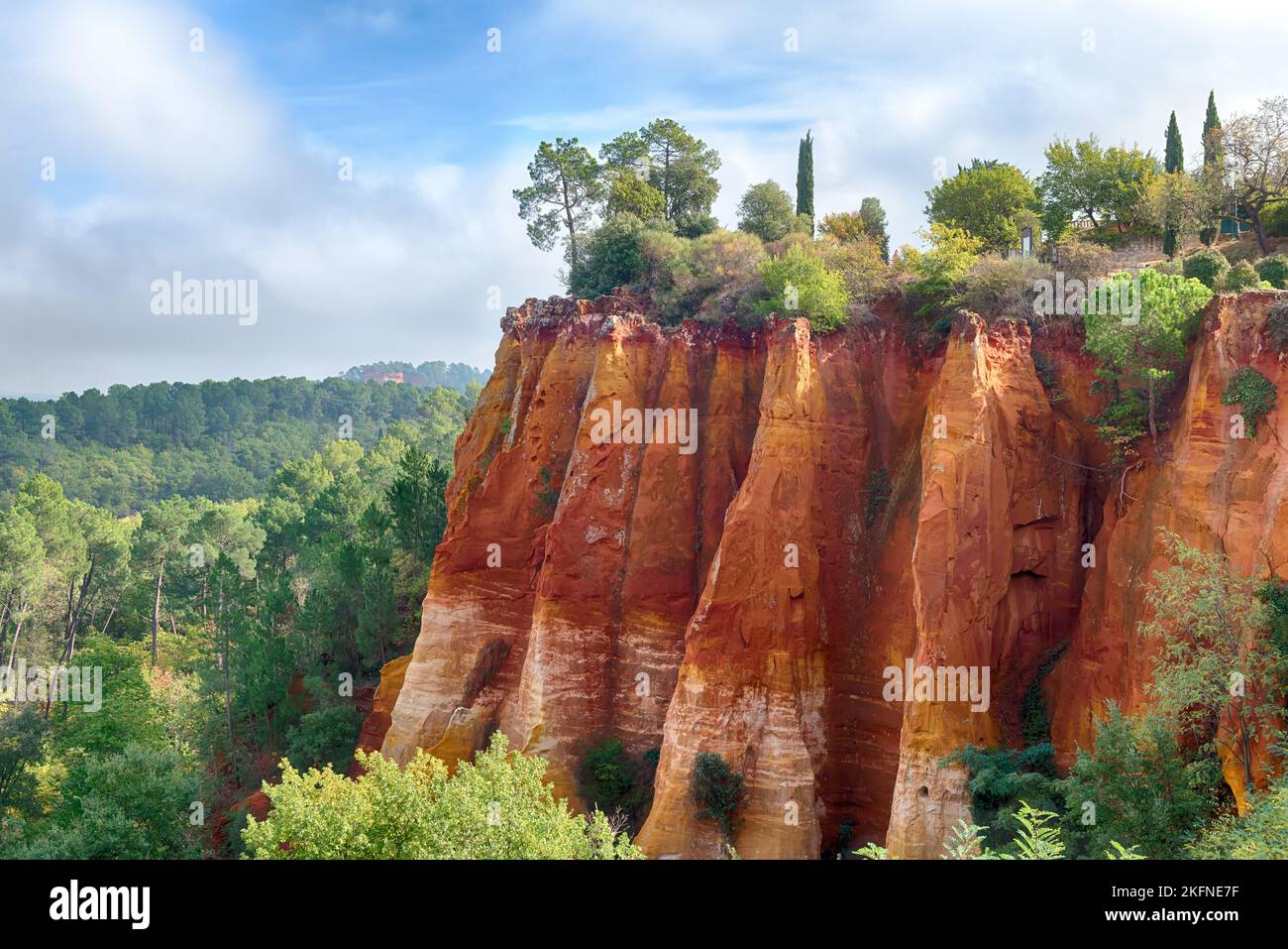 Colorful former ochre quarries of the Apt valley, Vaucluse region ...