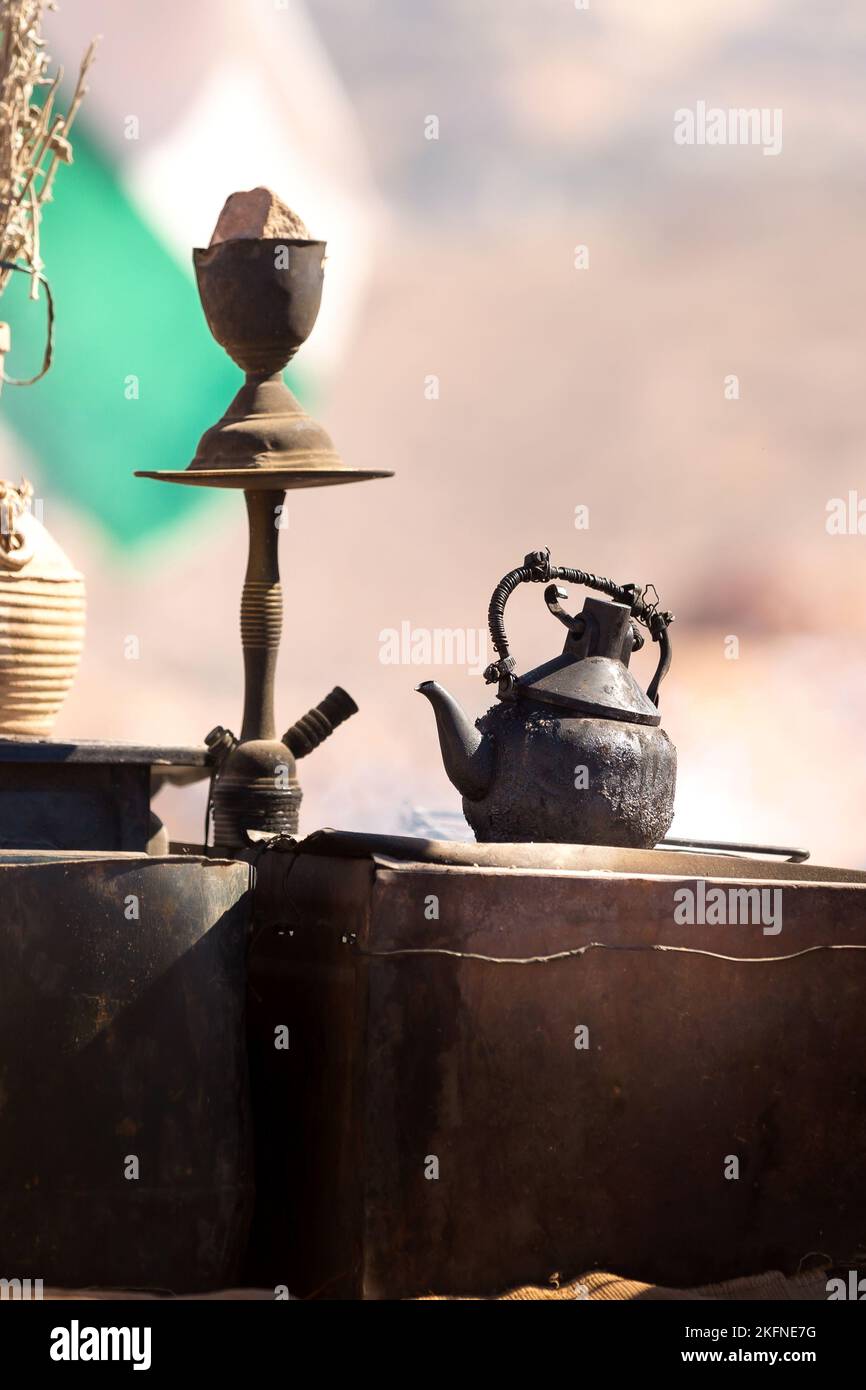 Traditional Arabic Coffee or Tea Pot in the Desert, Jordan Stock Photo ...