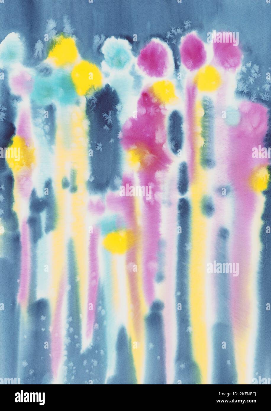 Abstract colorful night lights watercolor background. Bright colors ...