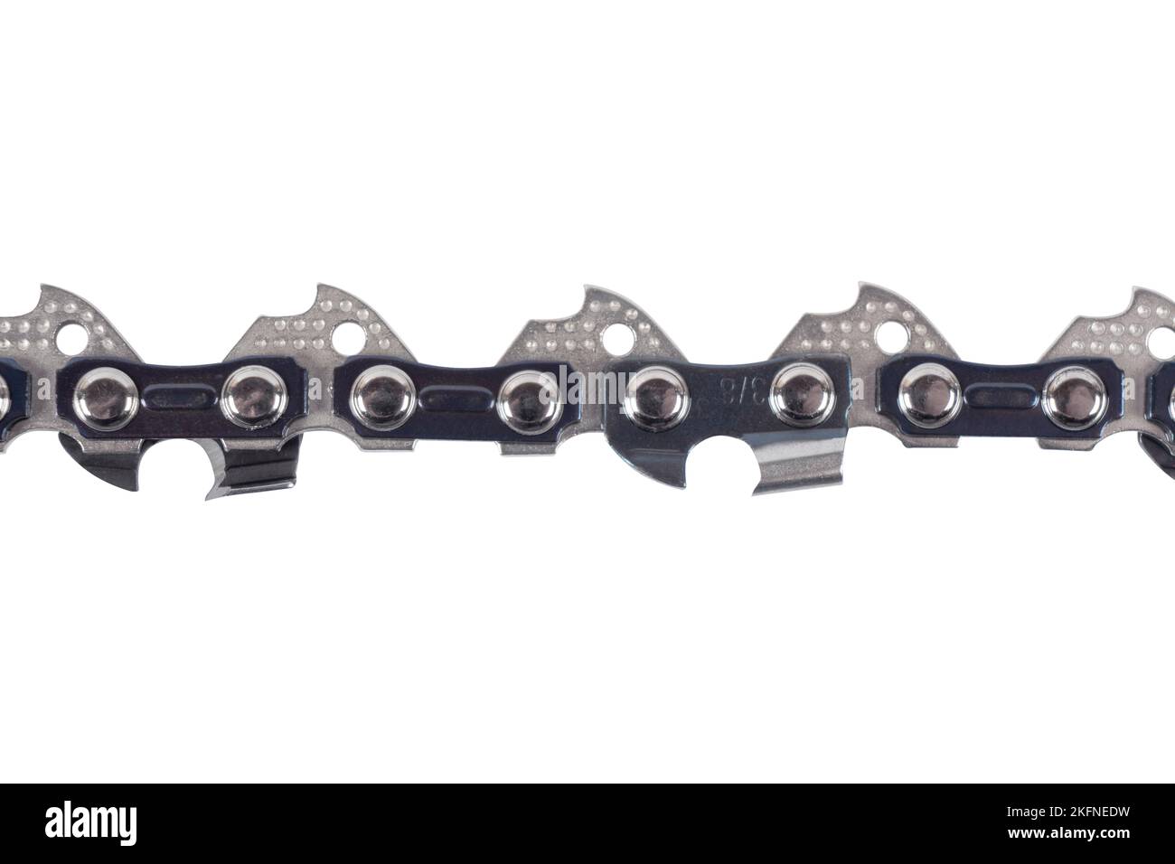 Chainsaw chain isolated on white background. Metal chain link for ...