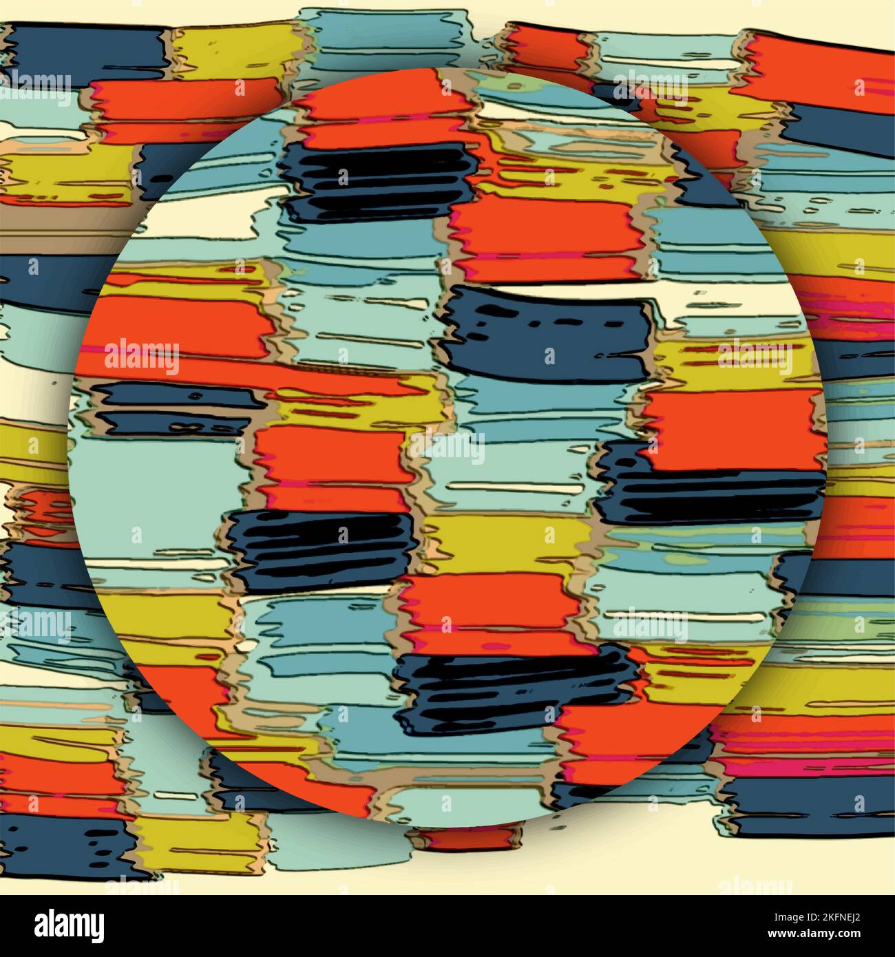 The editable colorful stripes create a patterned sphere over the square ...