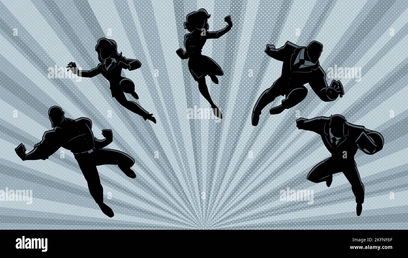 Super Business Team Silhouettes in Action 2 Stock Vector Image & Art ...