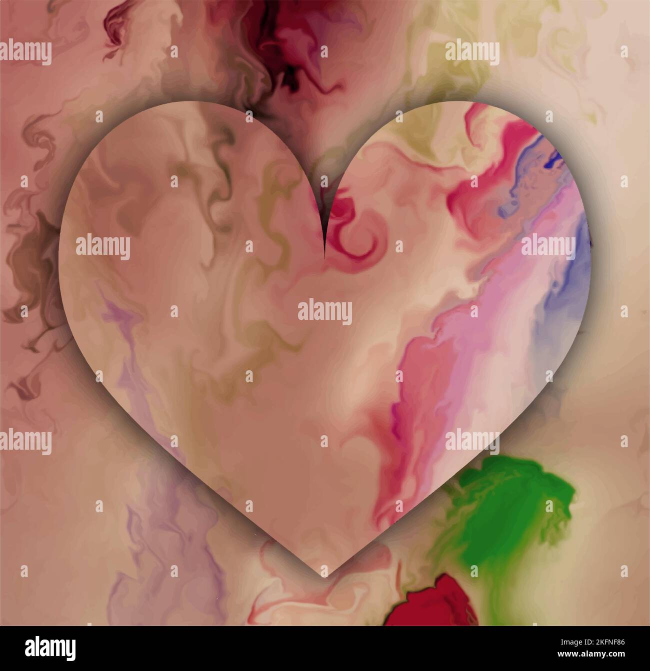 The view of a heart shape with a shaded watercolor design Stock Vector ...