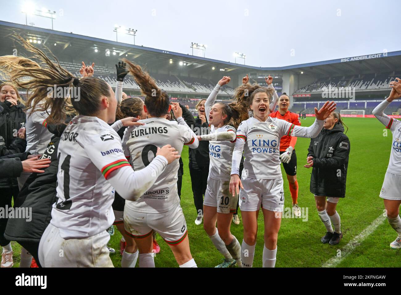 Brussels, Belgium. 19th Nov, 2022. OHL Women's players celebrate after ...