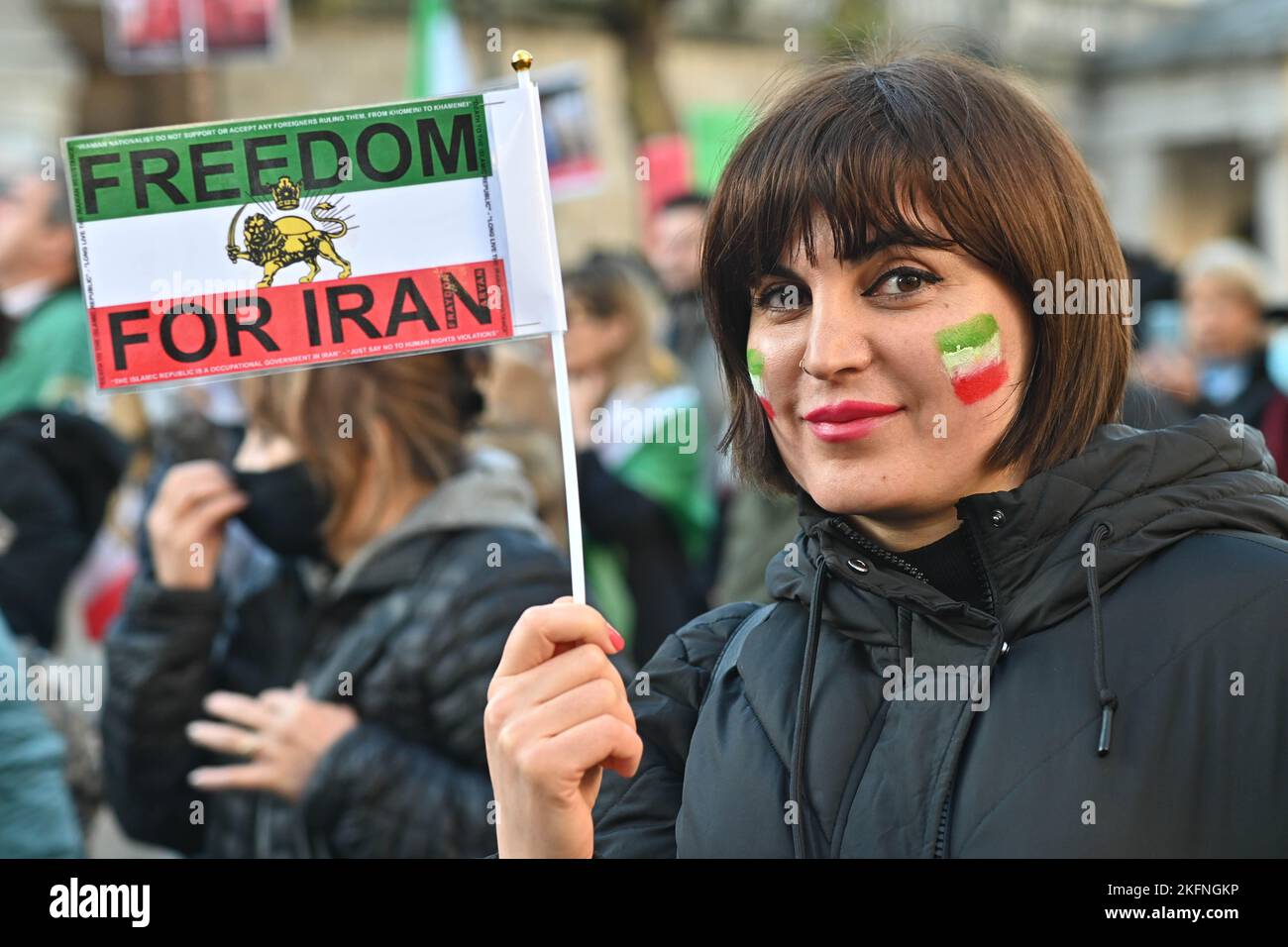 Trafalgar square, Embassy, London, UK. 19th November 2022: Iranian ...