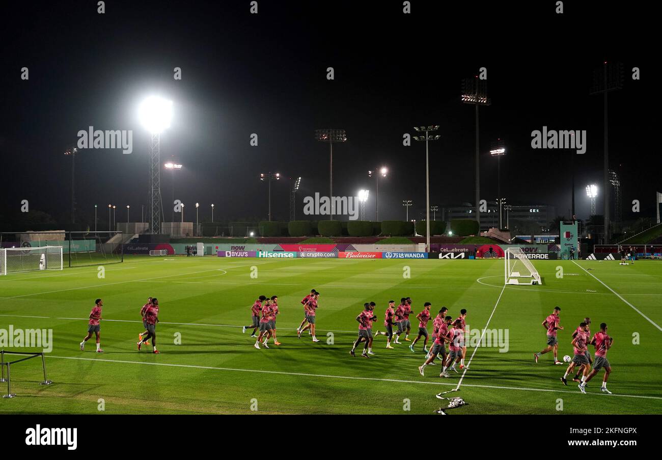 Qatar players during a training session at the Aspire Zone Training ...