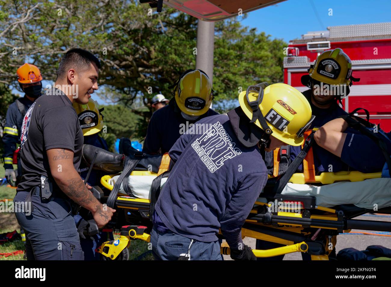 Firefighters with Marine Corps Installations Pacific Fire and Emergency ...