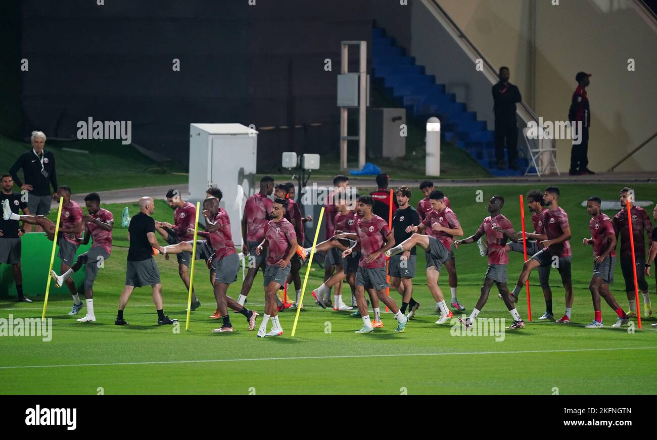 Qatar players during a training session at the Aspire Zone Training ...