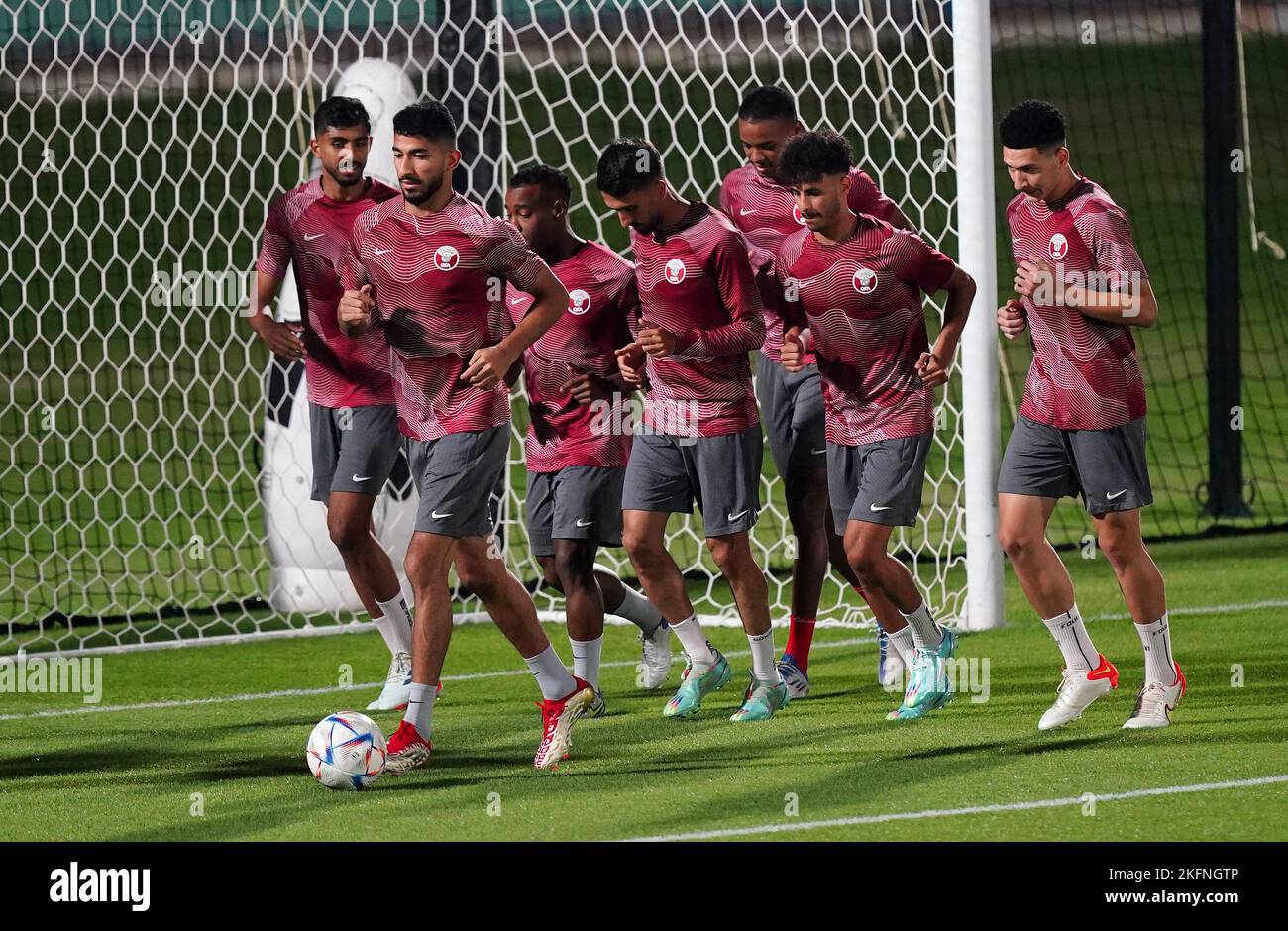 Qatar players during a training session at the Aspire Zone Training ...