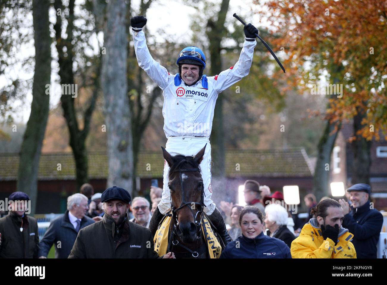 Harry skelton celebrates winning the betfair chase with protektorat on ...