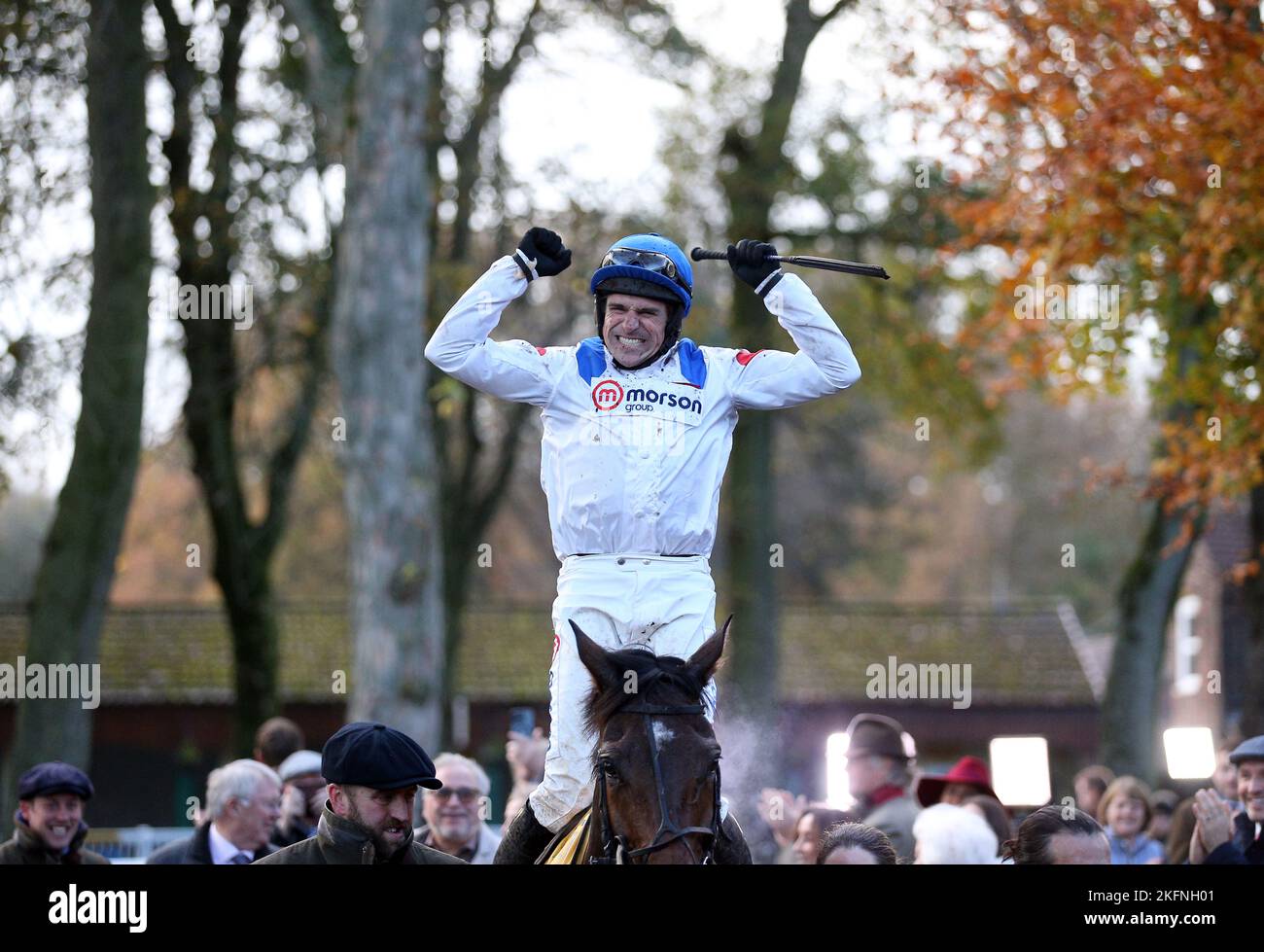 Harry skelton celebrates winning the betfair chase with protektorat on ...