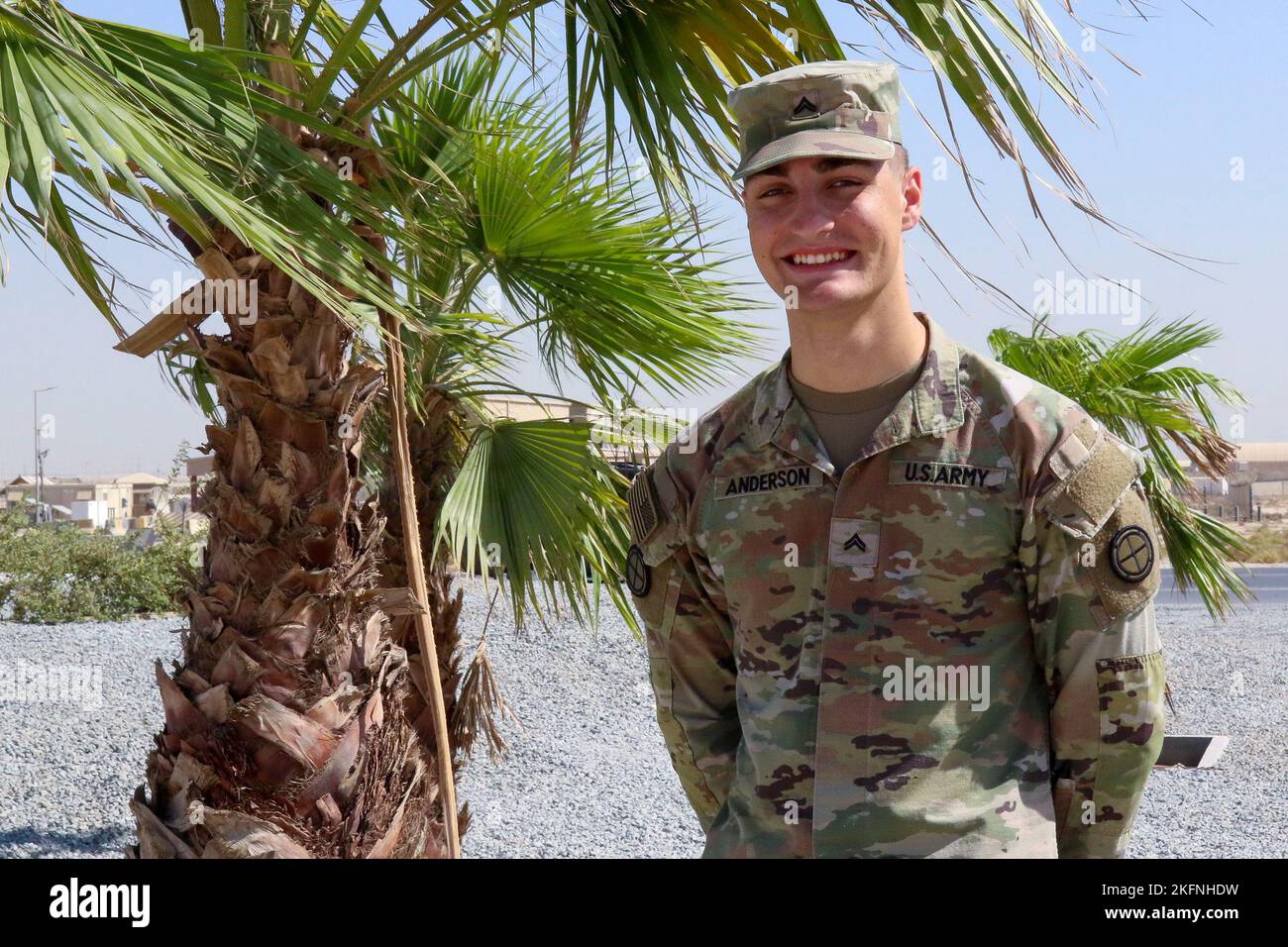 Cpl. Evan Anderson of the 35th Infantry Division gets a spotlight ...