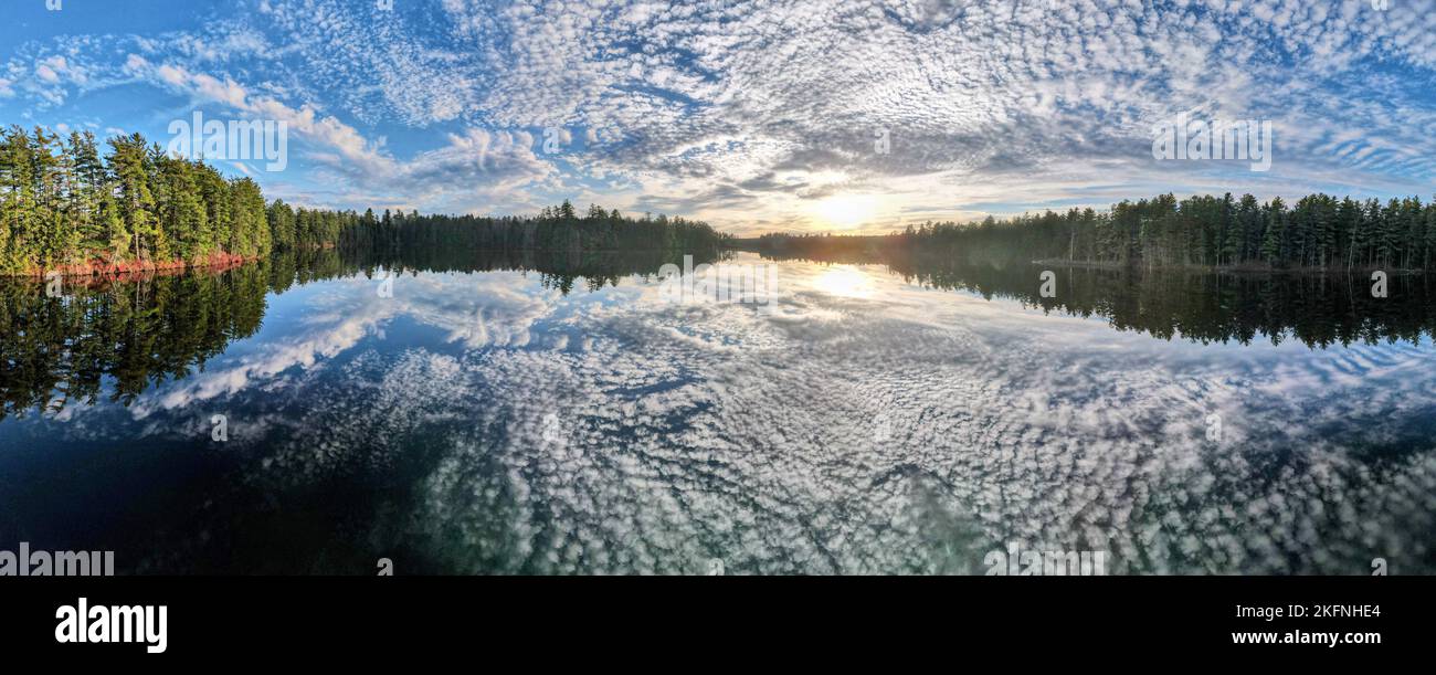A panoramic shot of a sunset sky over the Blake River valley in New ...