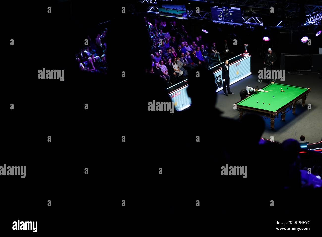 A general view of the action on day eight of the Cazoo UK Snooker ...