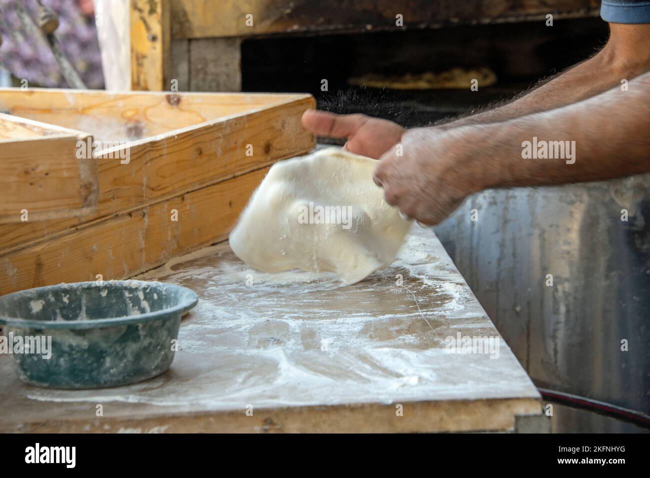 Fresh baked bread in a traditional way in the arabic lands Stock Photo ...