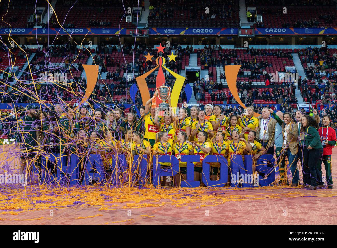 Manchester, UK. 18th Nov, 2022. Australia Women lift the trophy after ...