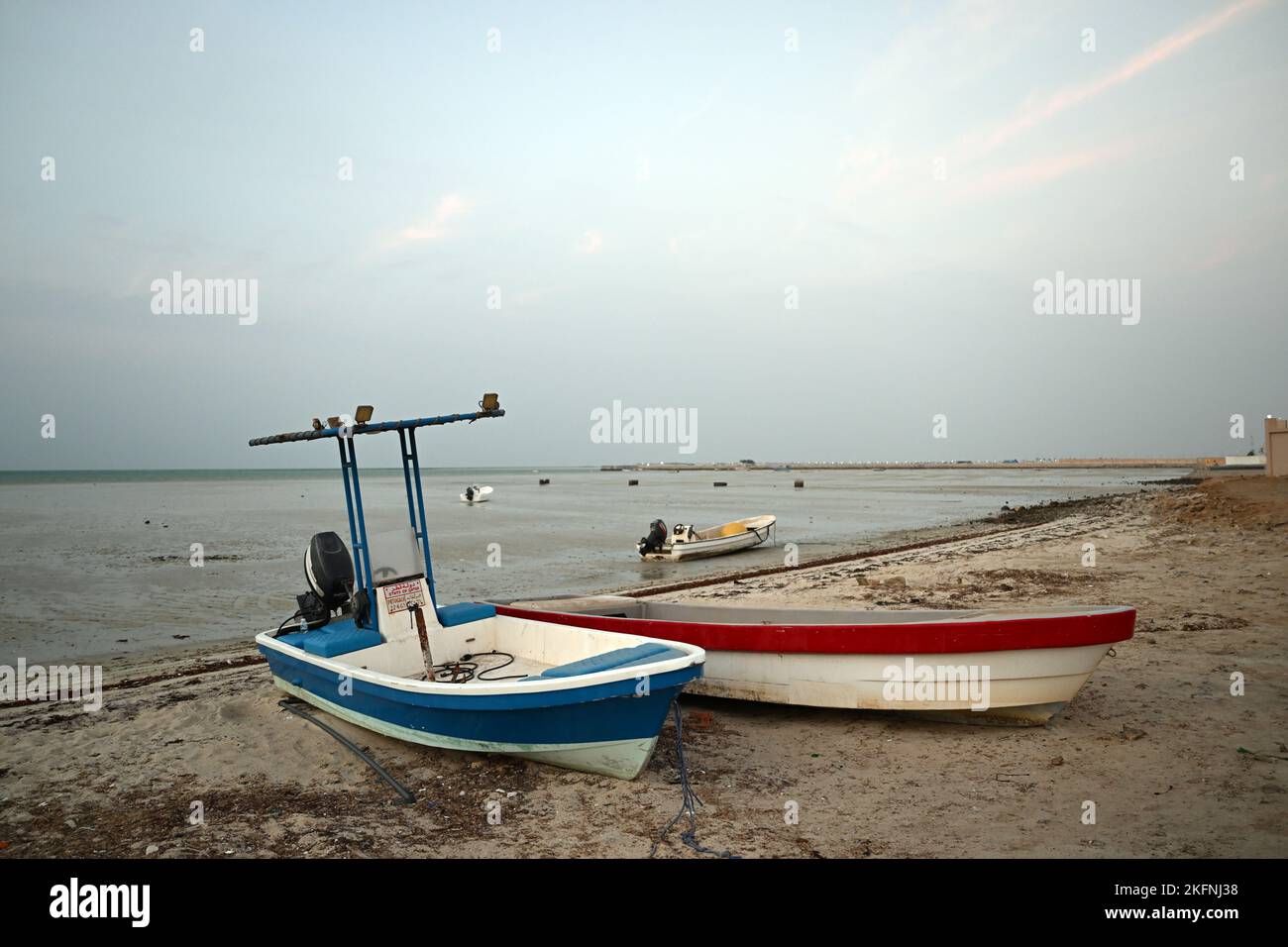 Al Ruwais, Qatar. 19th Nov, 2022. Boats lie on the beach of Al-Ruwais ...