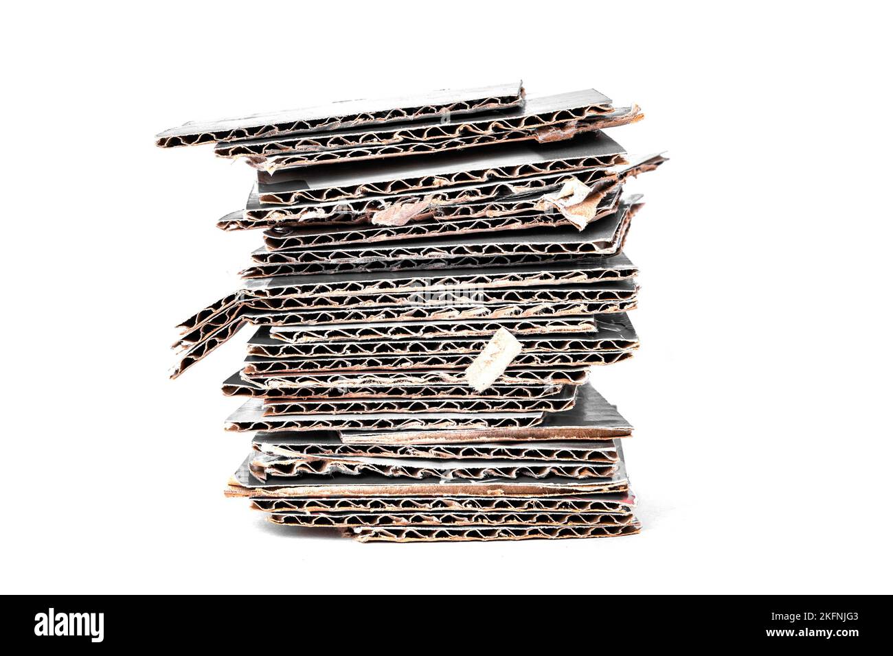 Cardboard stack ready for recycle isolated on white background Stock ...