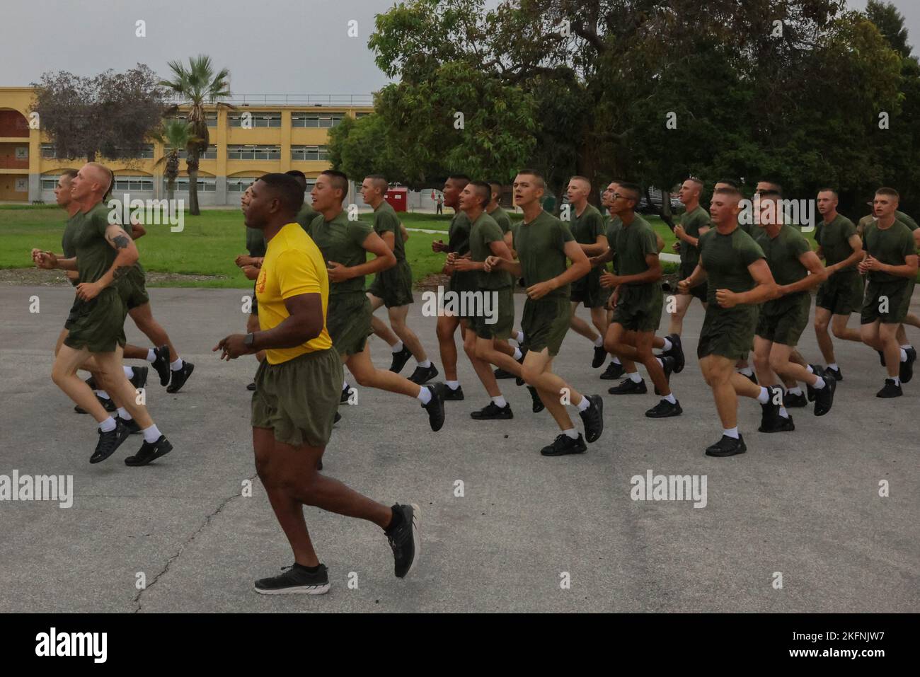New Marines with Fox Company, 2nd Recruit Training Battalion, run in ...
