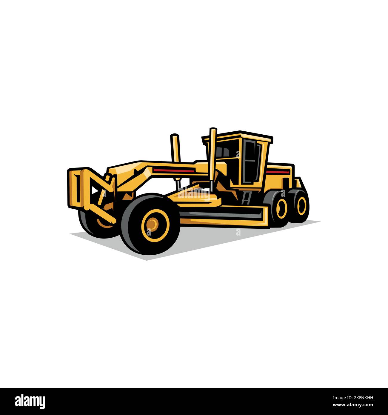 A vector illustration of a road grader isolated on a white background ...