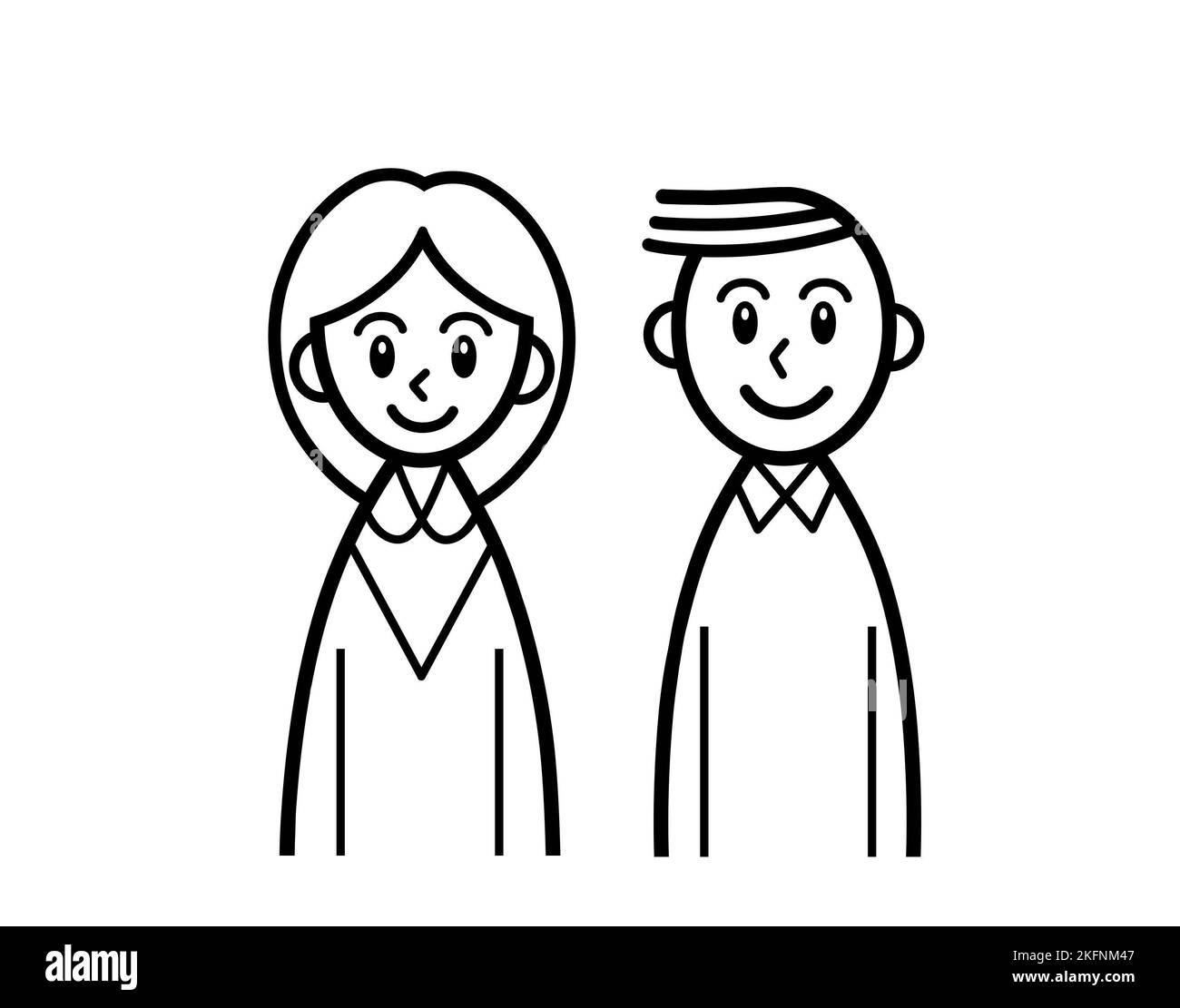 A line drawing of a young couple smiling Stock Photo - Alamy
