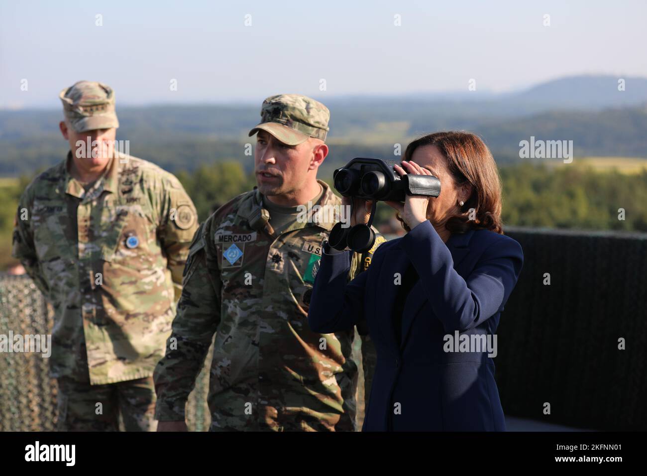 U.S. Vice President Kamala Harris, U.S. Lt. Col. Chris Mercado, and U.S ...