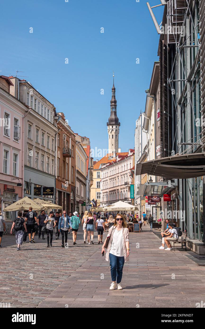Estonia, Tallinn - July 21, 2022: Looking west on Viru Tanav shopping ...