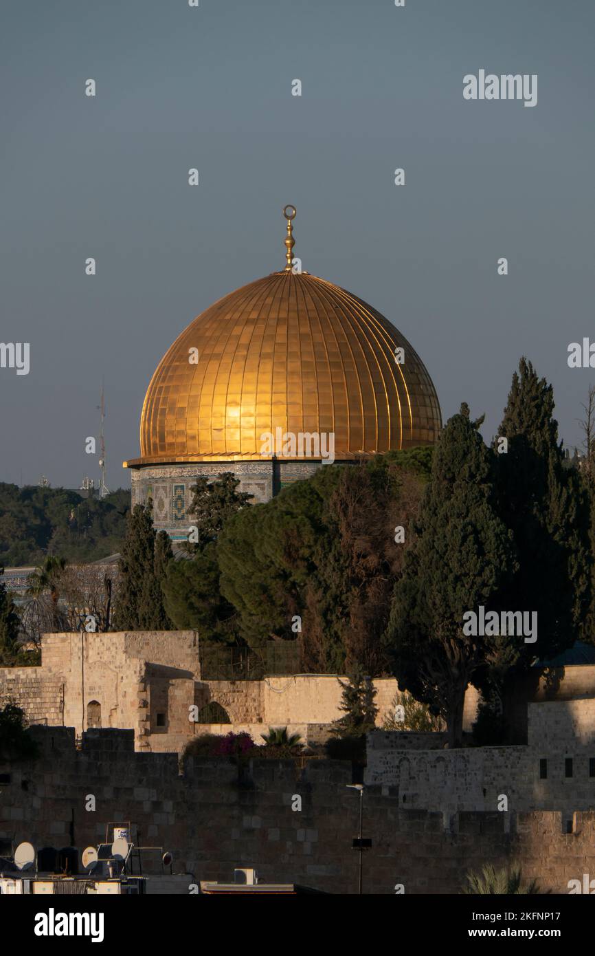 View of the gilded shrine Dome of the Rock in the Temple Mount known to ...