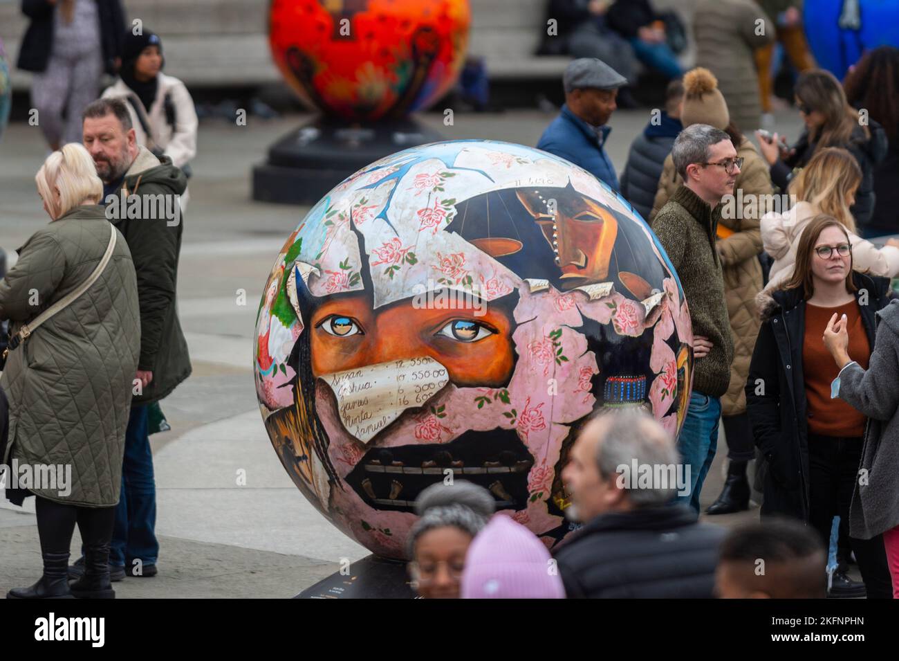 London, UK. 19 November 2022. One of the 96 globe sculptures designed ...
