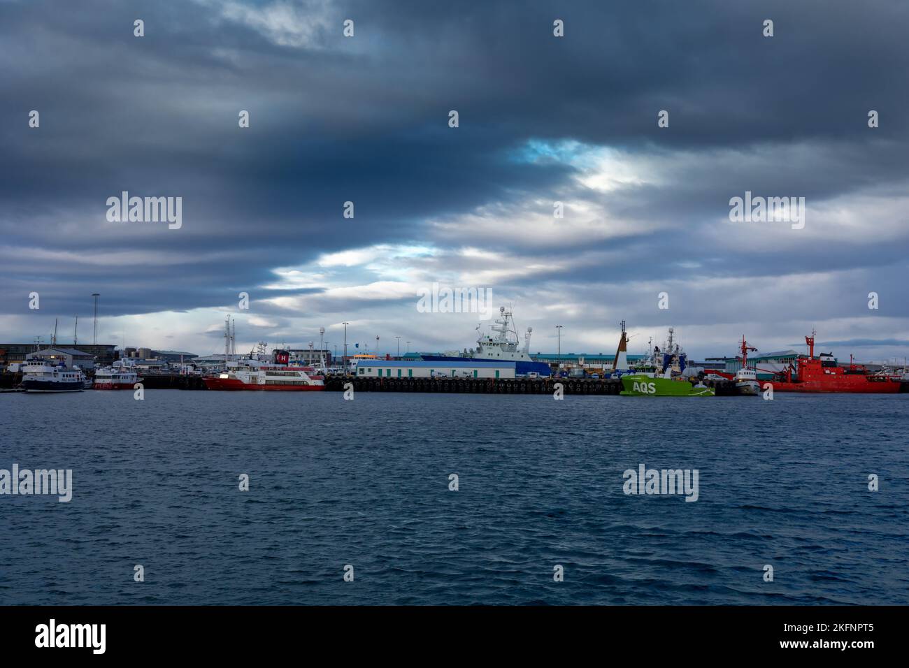 Reykjavik, Iceland - November 10, 2022: Cargo ships and tourist boats ...