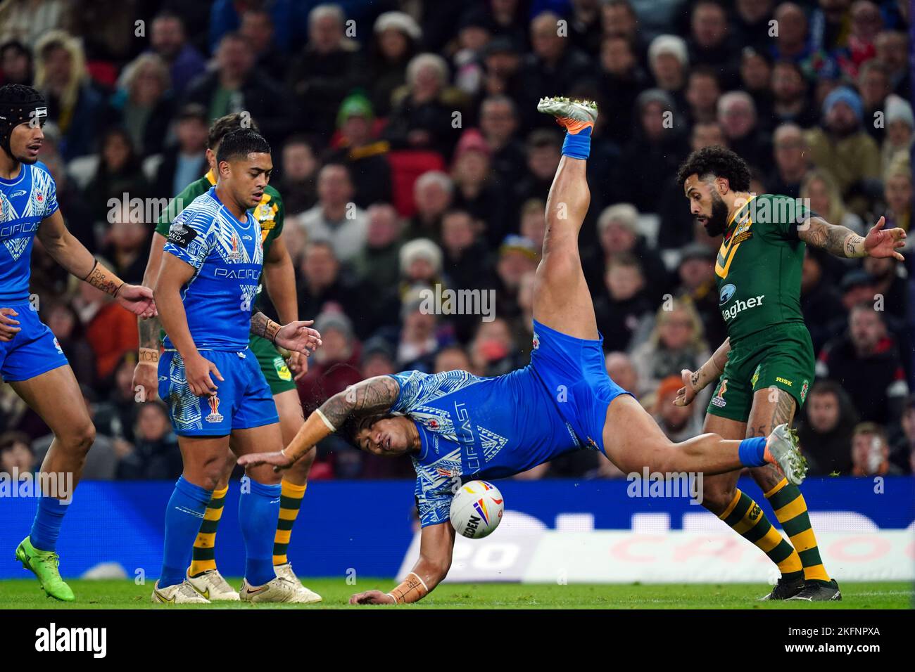 Samoa's Brian To'o collides with Australia's Josh Addo-Carr during the ...